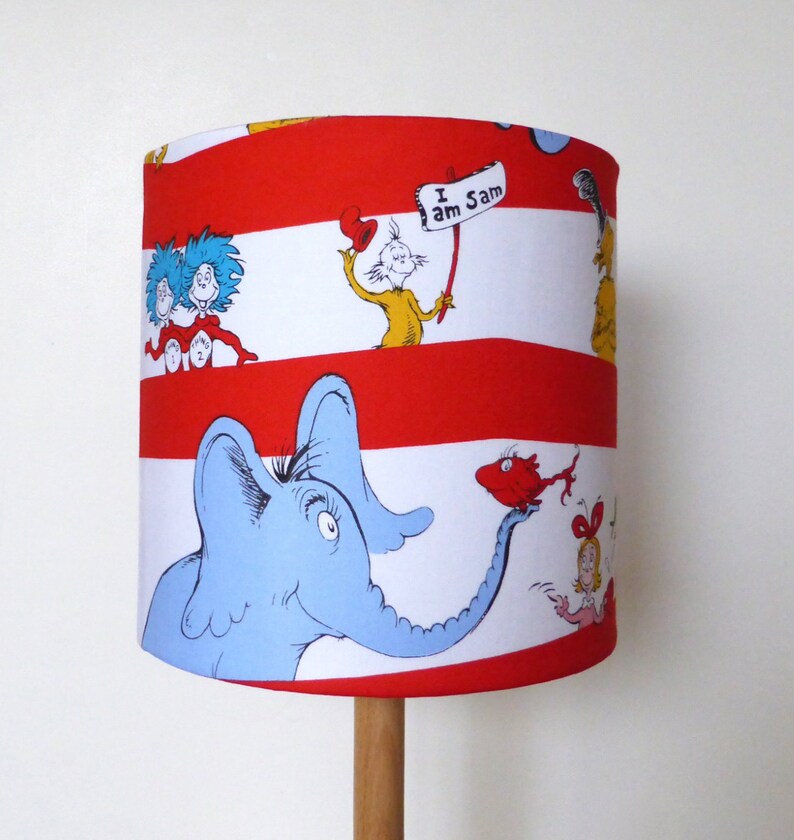 Dr Seuss Characters Red Stripes Lampshade – Mesmerizing Blue