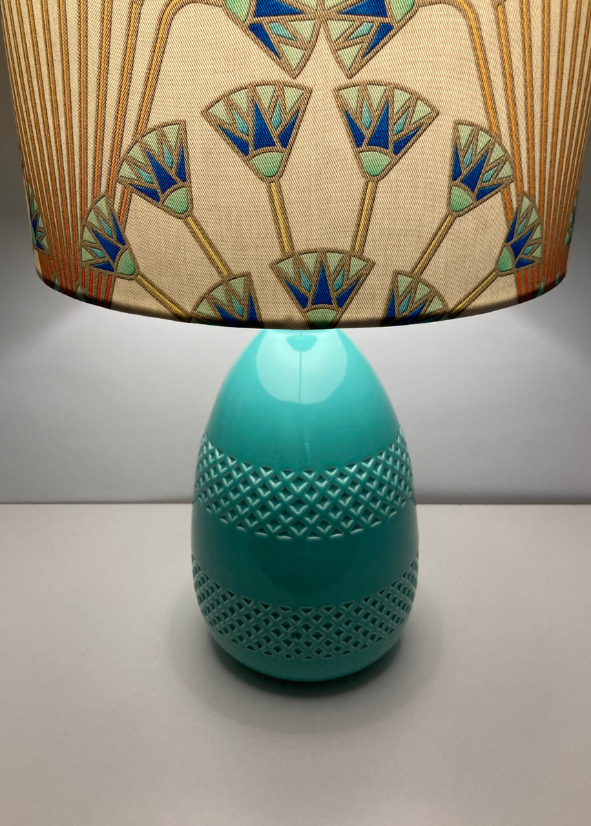 Egyptian Papyrus Aqua Ceramic Table Lamp – Mesmerizing Blue